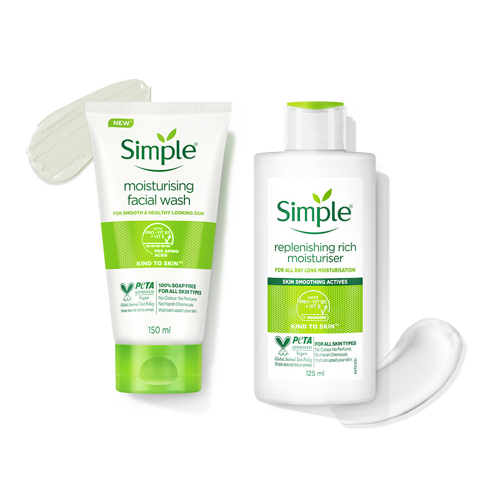 Moisturising Face Wash & Protecting Light Moisturiser | Simple Skincare