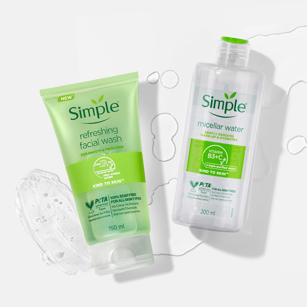 Simple Refreshing Facial Wash & Micellar Cleansing Water Combo - (150ml ...