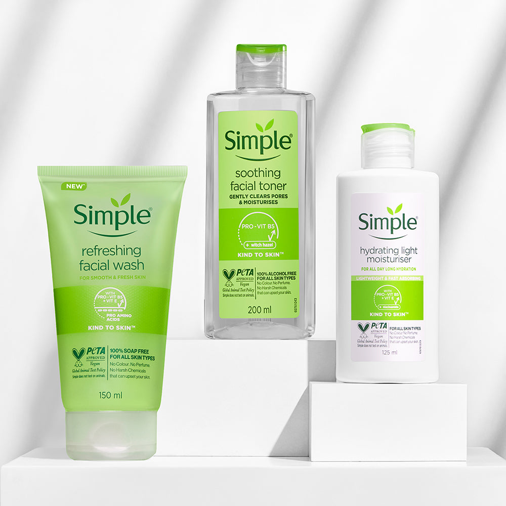 Simple Skincare Facial Wash, Soothing Facial Toner & Hydrating Light ...