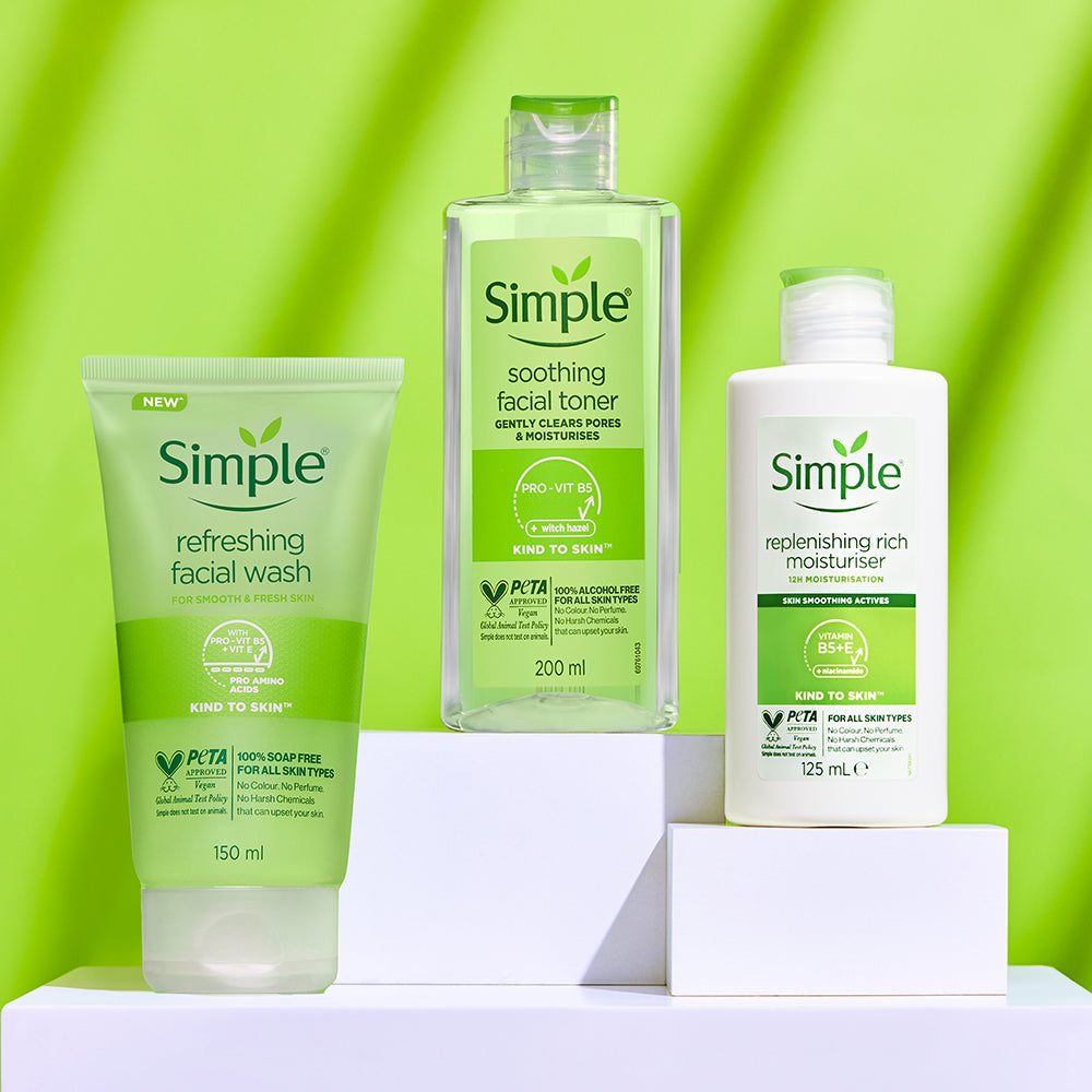 Refreshing Face Wash, Toner & Moisturiser | Simple Skincare