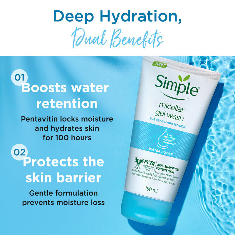 Water Boost Hydrating Gel Cream, Face Wash & Serum | Simple Skincare